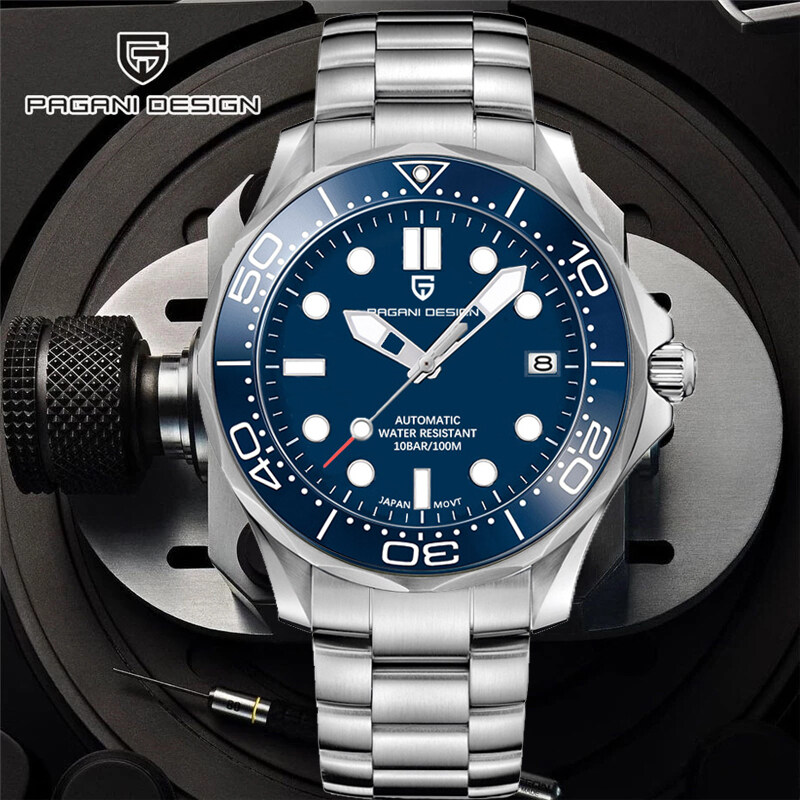 PAGANI DESIGN Blue Dial Japan NH35 Automatic Watch 007 Mens Mechanical ...