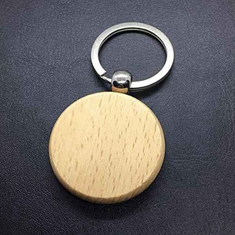 100Pcs Blank Round Wooden Key Chain Diy Wood Keychains Key Tags Can ...