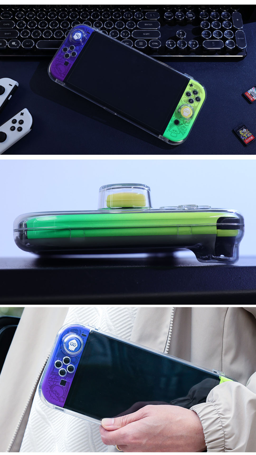 Iine เเคสและอุปกรณ์ Nintendo Switcholed เเคส กันฝุ่น กล่องPCป้องกัน โปร่งใสกันฝุ่นแม่เหล็ก ...