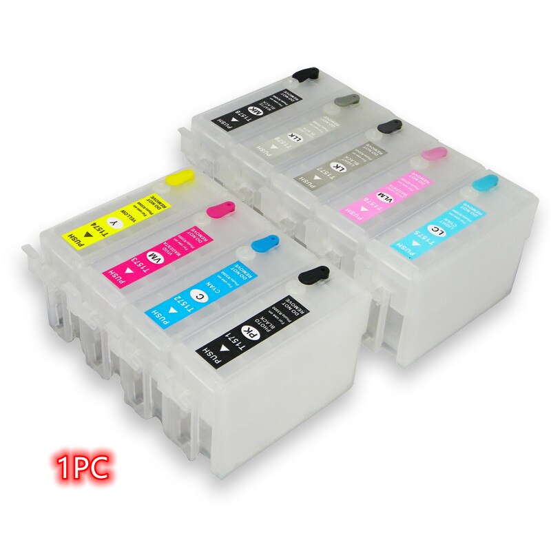 13PCS 9 COLORS T157 Refillable Ink Cartridges For Epson Stylus Photo ...