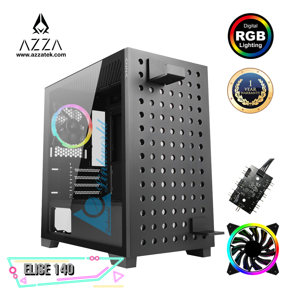 AZZA Micro ATX Mid Tower Case Tempered Glass ELISE 140 with ARGB ...
