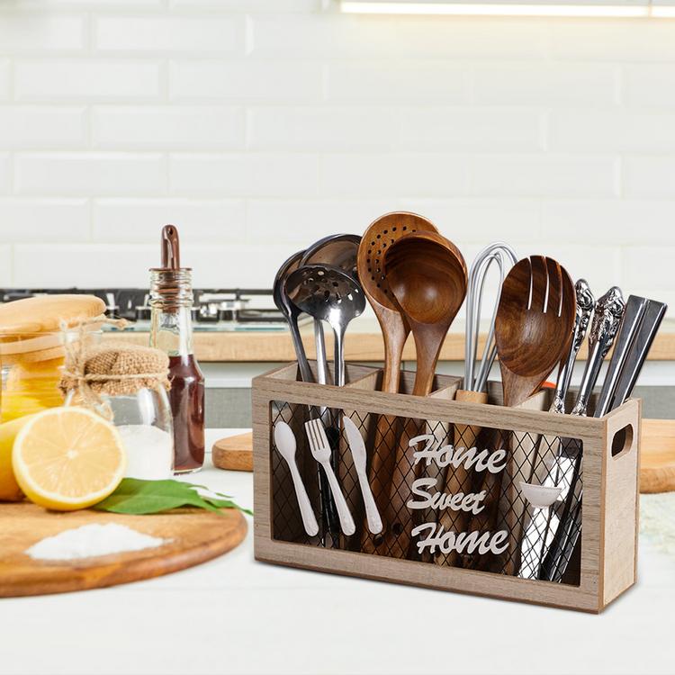 Wooden Silverware Caddy Practical Kitchen Silverware Caddy Cutlery ...