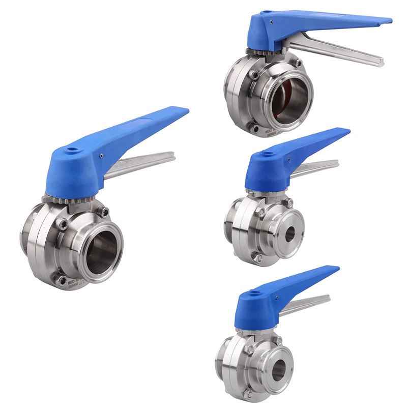 Butterfly Valve with Blue Trigger Handle Stainless Steel 304 Tri-Clamp ...