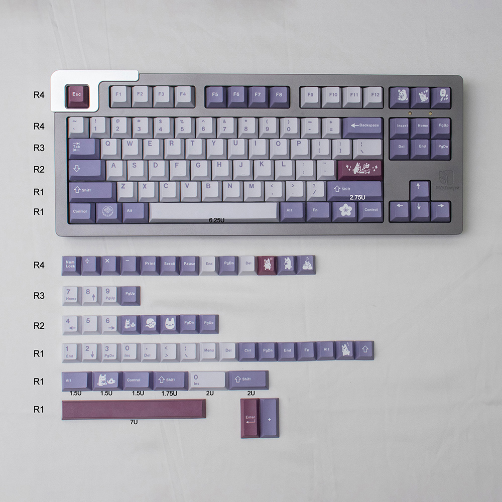 GMK Tuzi Rabbit Keycap Purple PBT Sublimation 137 Key Cherry Original ...