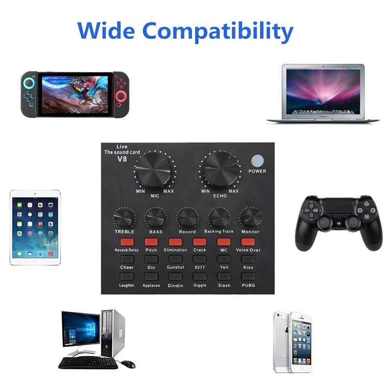 V8 Audio Live Sound Card Headset Microphone Webcast Live Sound Card ...