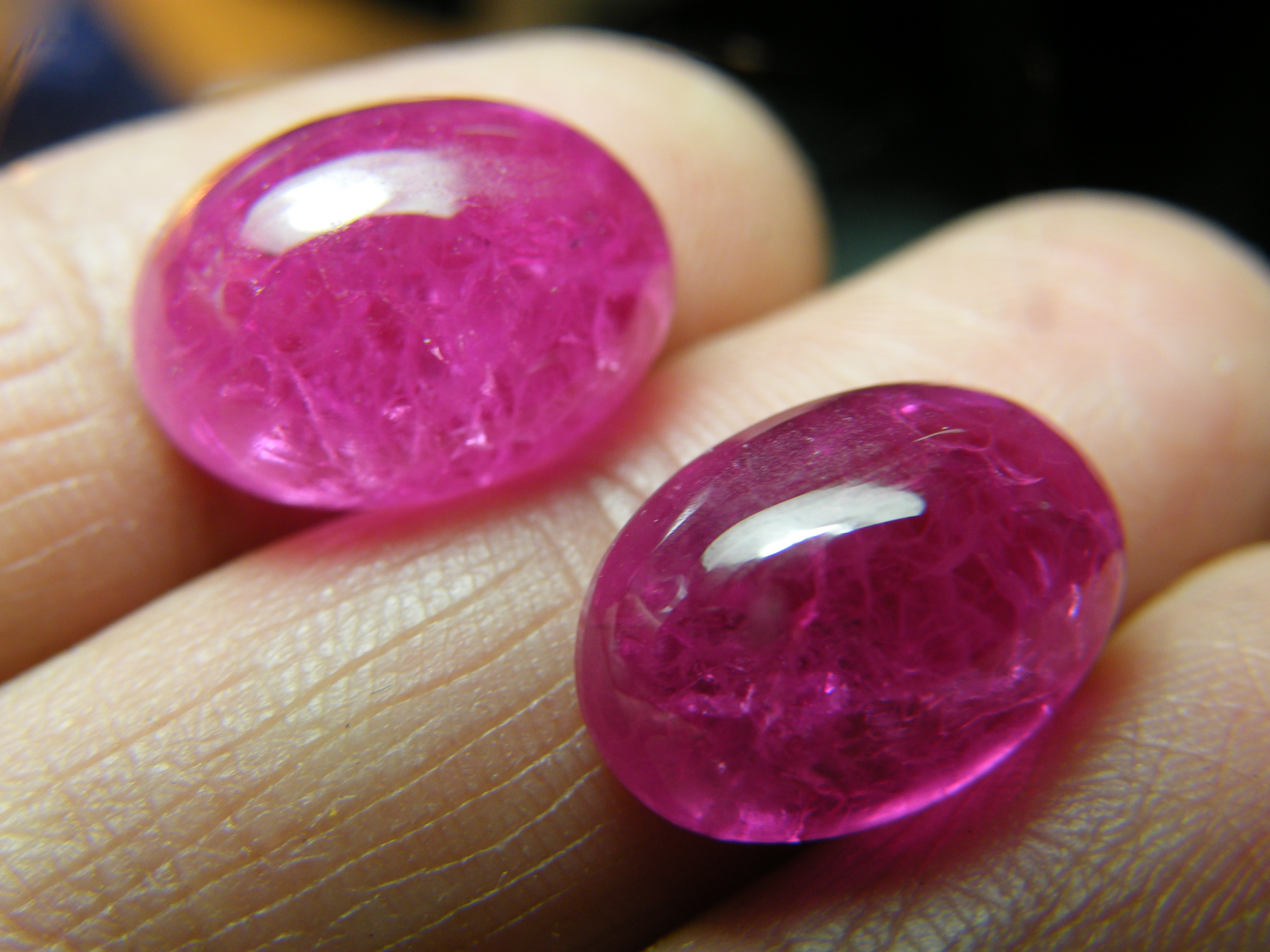 20 cts พลอยทับทิมพม่าเทียม รูปไข่ OVAL PINK RUBY PEAR SHAPE 10X14 ม (2 ...