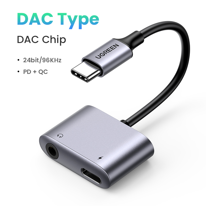 UGREEN 2 in 1 DAC USB Type C To Jack 3.5mm Charging Adapter Converter ...