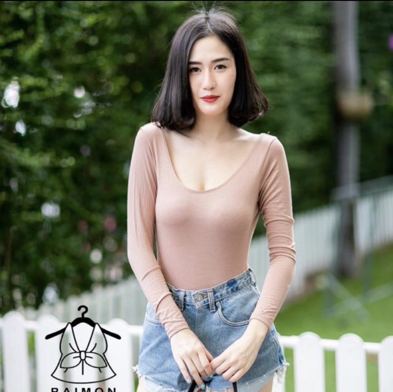 Sirawan Body suit แขนยาว บอดี้สูทแขนยาว เปิดหลัง ผ้าเรยอนใส่สบายยืดได้ มี3สี(แดง ขาว ครีม ...