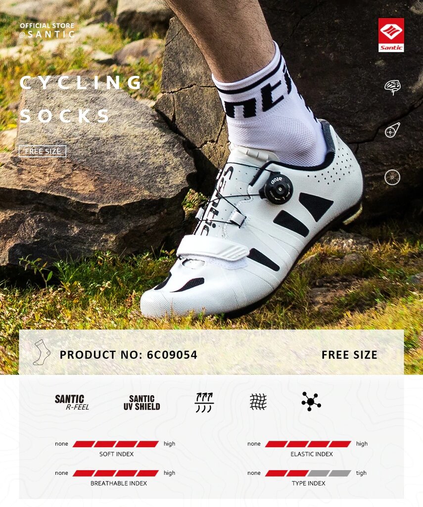 ถุงเท้าปั่นจักรยาน ออกกำลังกาย SANTIC - shimano - ThaiPick