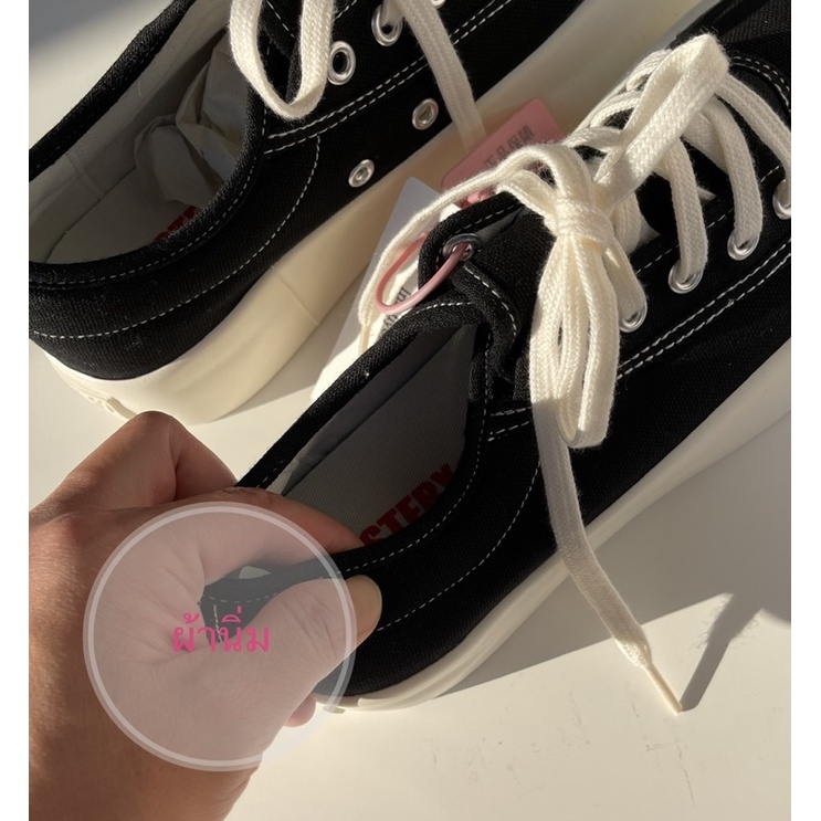 TGVI (พร้อมส่ง) รองเท้าผ้าใบ พื้นนุ่ม ผ้านิ่ม แบรนด์ MISTERY สีดำ รุ่น ...