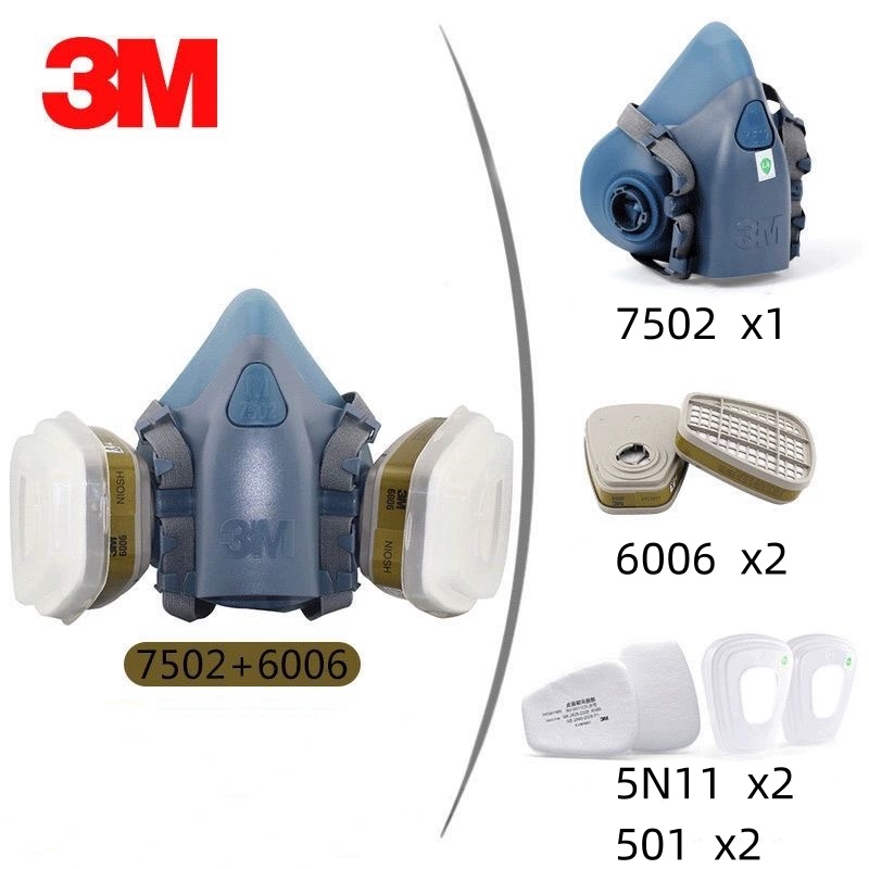 3M 7502 หน้ากากป้องกันแก๊ส 7 ชิ้น หน้ากากป้องกันสารเคมีป้องกันฝุ่น / สเปรย์ / สารกำจัดศัตรูพืช ...