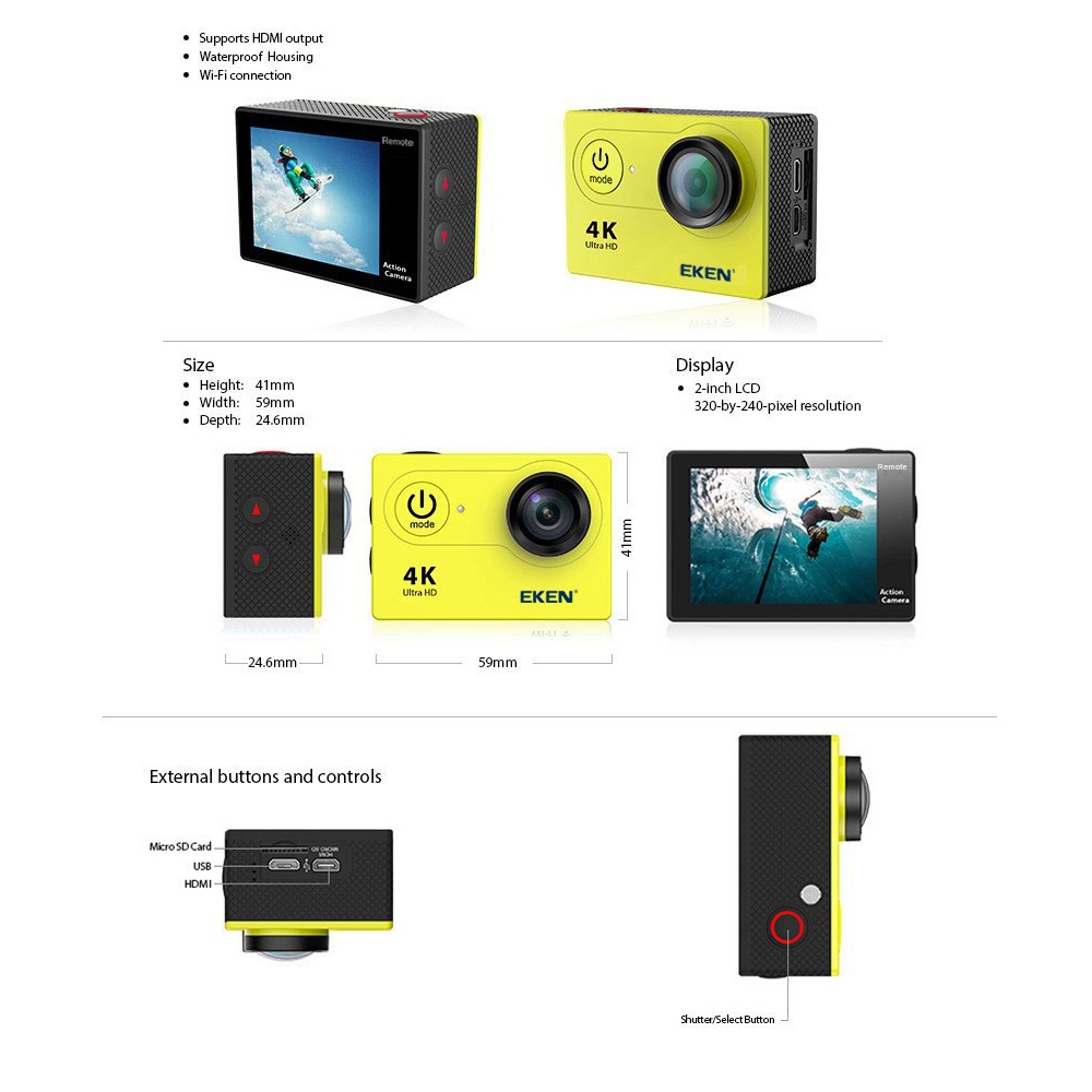 【Ready Stock】 Original Eken H9R / H9 Ultra HD 4K Action Camera 30M ...