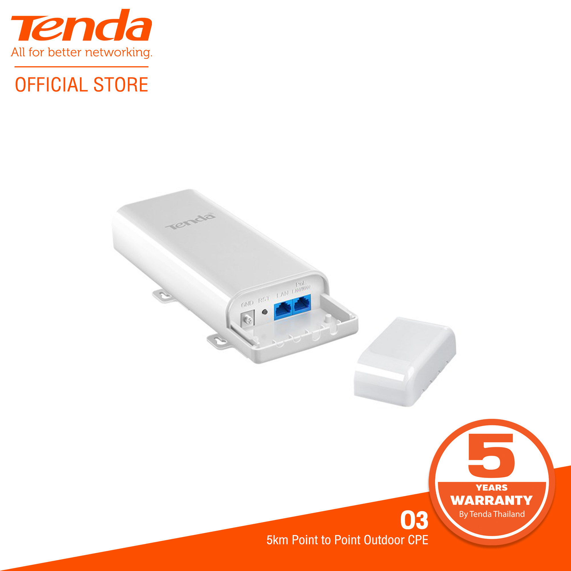 Tenda O3 5KM Outdoor Point to Point CPE อุปกรณ์ขยายสัญญาณ WiFi แถม PoE ...