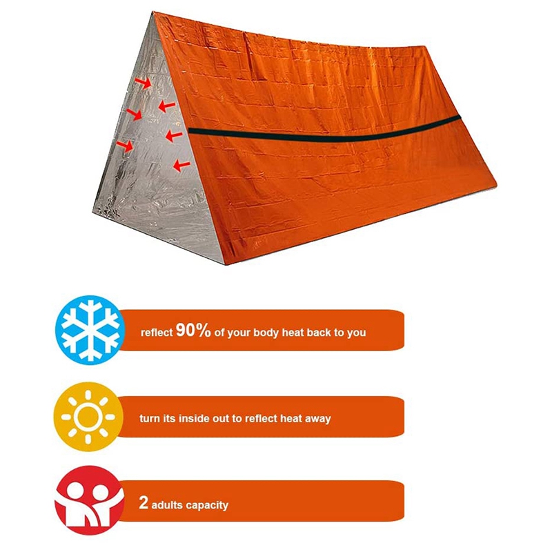 2 Person Survival Emergency Tent - Waterproof Thermal Blanket Rescue ...