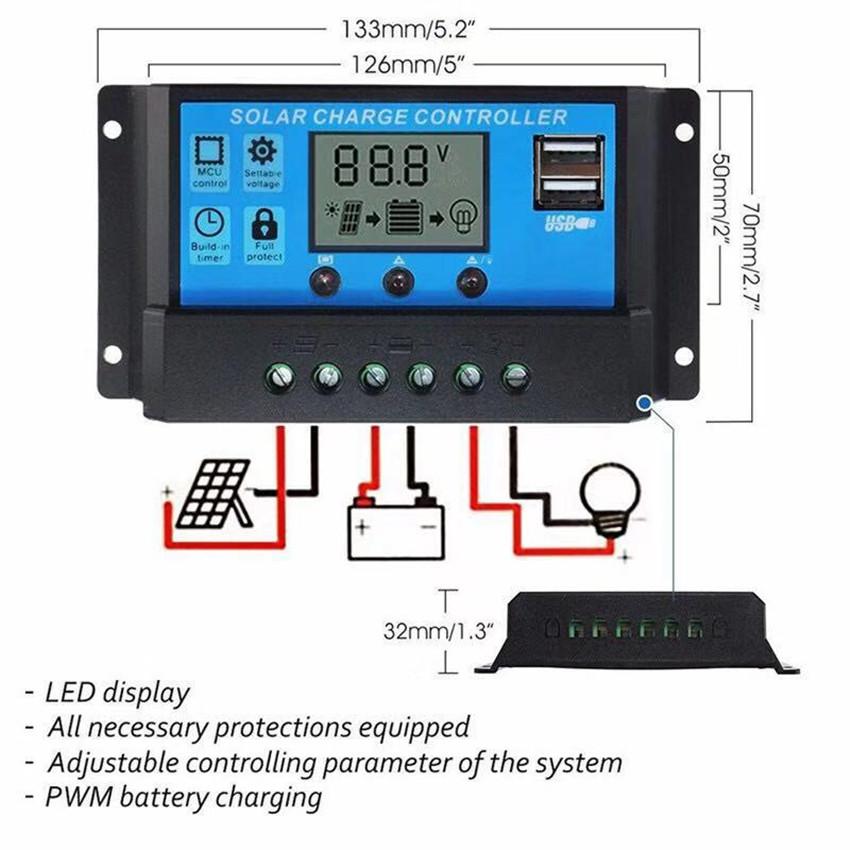 10A Solar charge controller 12V/24V PWM - Super Siam - ThaiPick