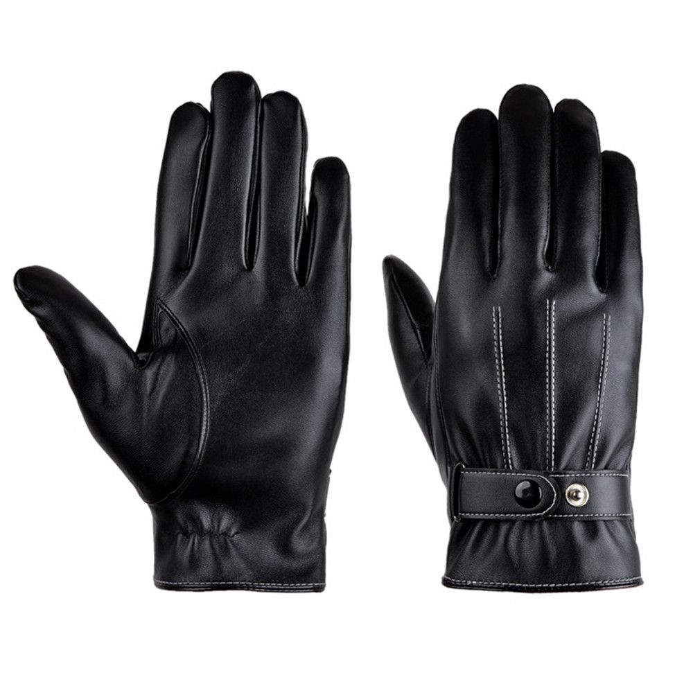 5210A ผู้ชาย ฟูลฟิงจ์ ฤดูหนาวที่อบอุ่น กันลม หน้าจอสัมผัส ผ้าฟลีซ Thermal ถุงมือหนัง ถุงมือขับรถ ...