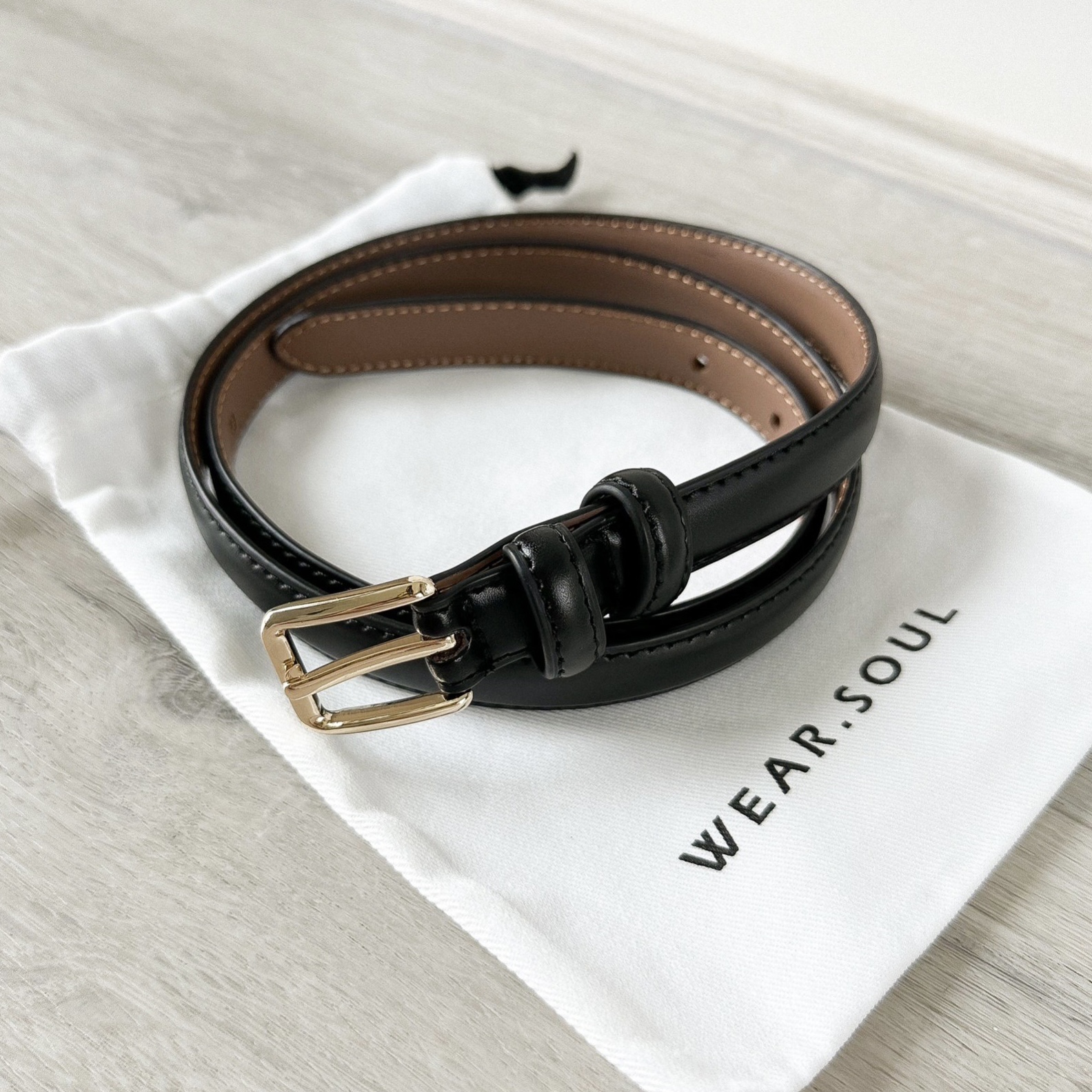 WEAR.SOUL BT129 Gold Square Leather Belt - WEAR.SOUL - ThaiPick