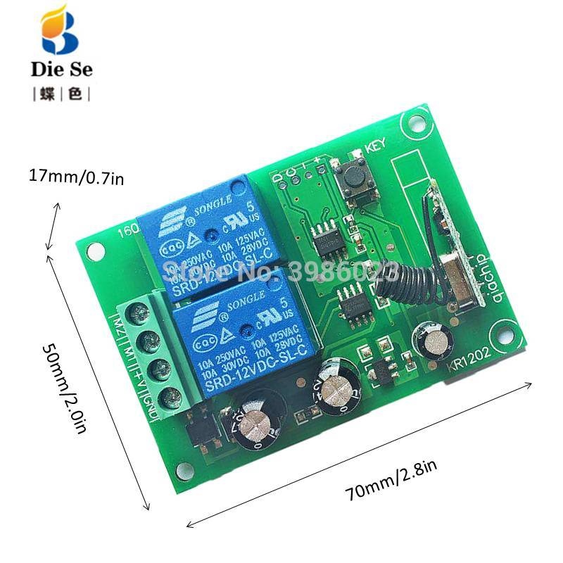 433MHz Remote Control Switch DC 12V 2CH Relay Receiver Module RF For ...