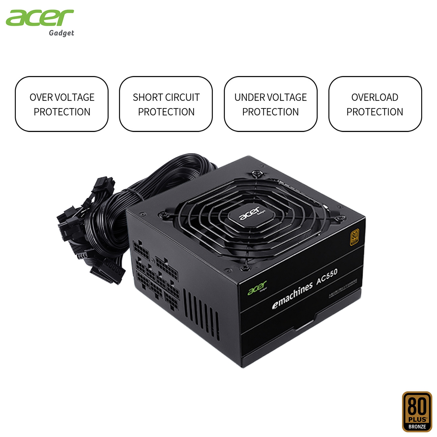 Power Supply (อุปกรณ์จ่ายไฟ) Acer eMachine 550W 80 Bronze DC-DC Full ...