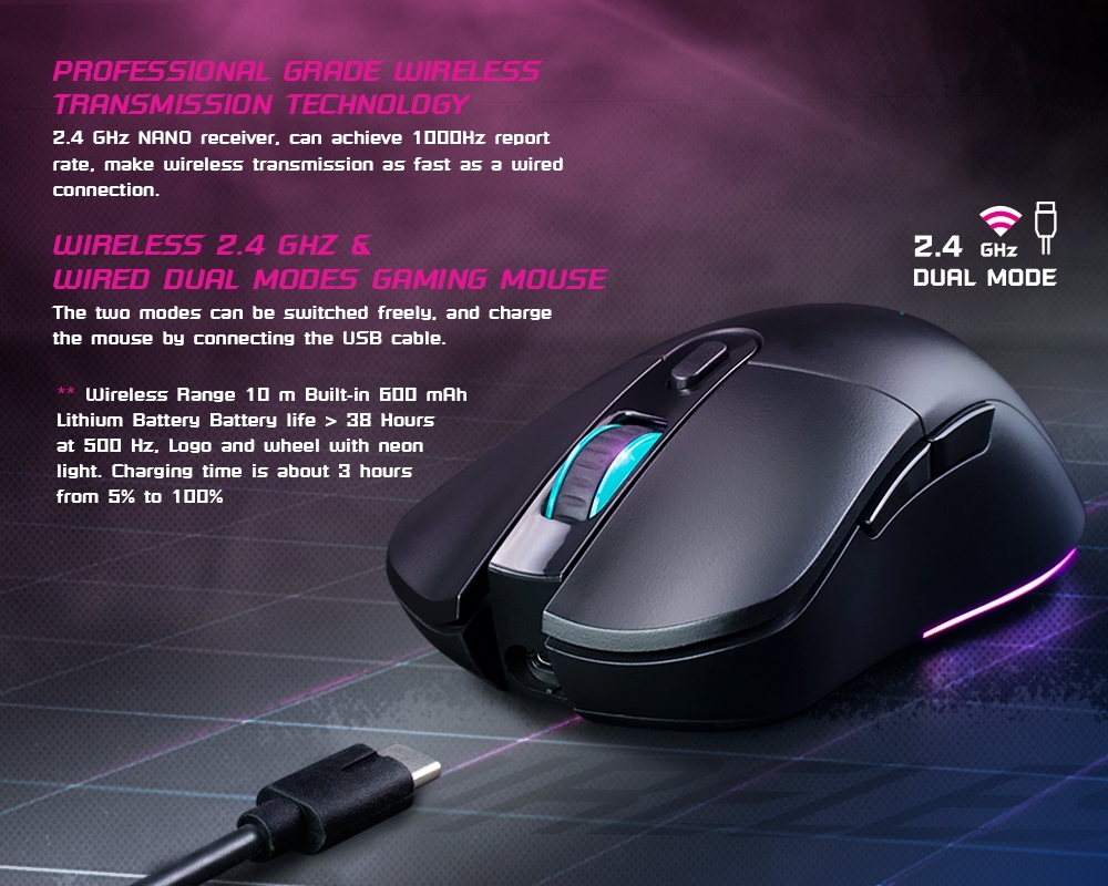 เมาส์เกมมิ่ง เมาส์ไร้สาย NUBWO X55 ARCADIA Wireless Macro Mouse เมาส์ ...