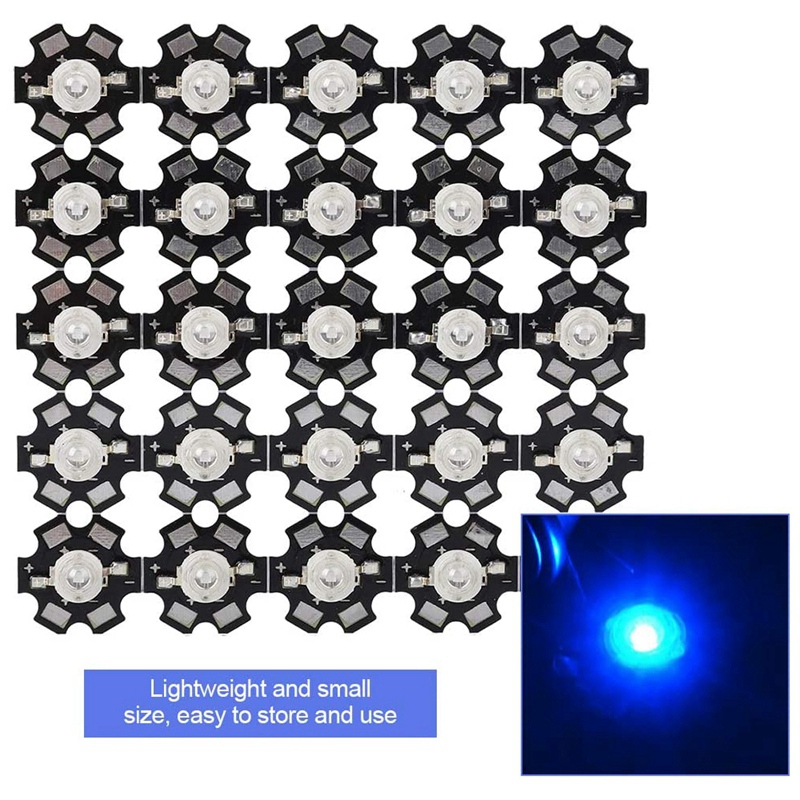 50Pcs 3W High Power LED Lamp Beads Royal Blue 445Nm with 20mm Black PCB ...