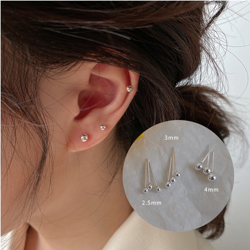 Love2Self E105 1 Pair Hypoallergenic Silver 925 Sterlling Earrings Silver Bead Ear Studs ...