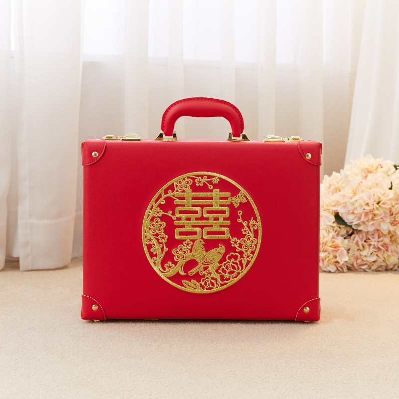 new CAI li box him box portable suitcase card trunk red wedding bride ...