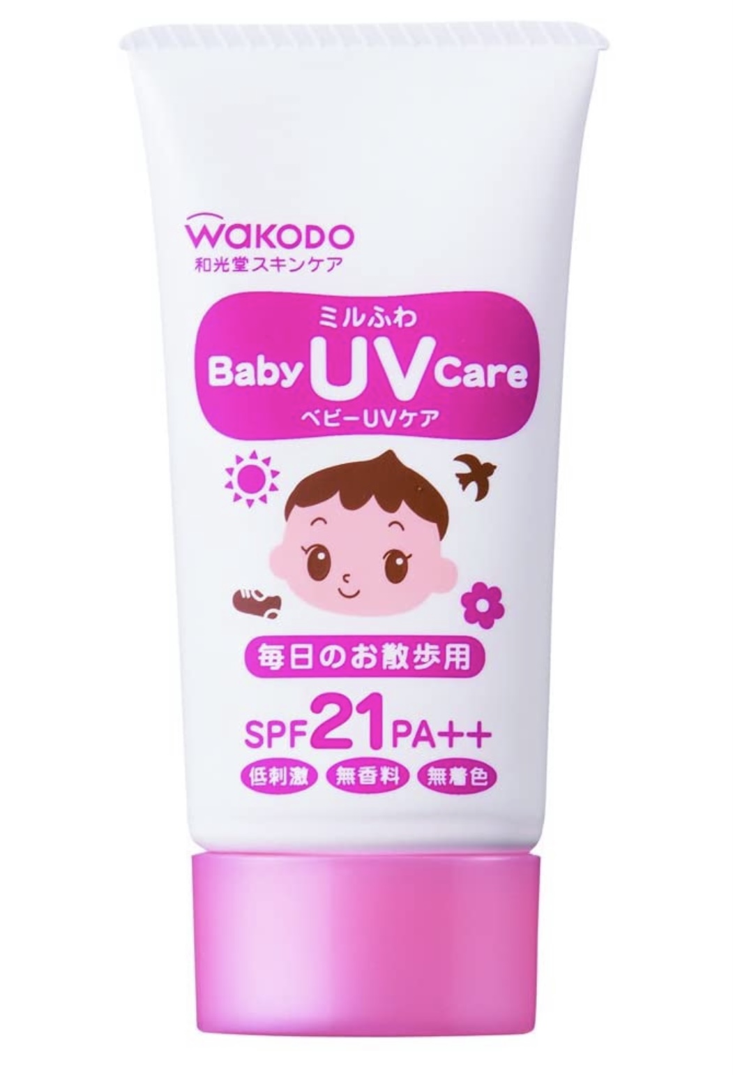 Wakodo Baby UV Care Cream (สีชมพู) SPF21 PA 30 กรัม ครีมกันเเดดสำหรับเด็กสูตรอ่อนโยน ...