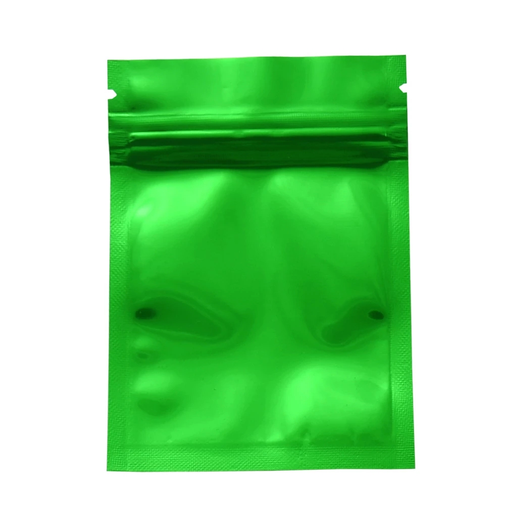 100Pcs Glossy Green Grip Seal Zip Lock Aluminum Foil Bag Food Ground ...