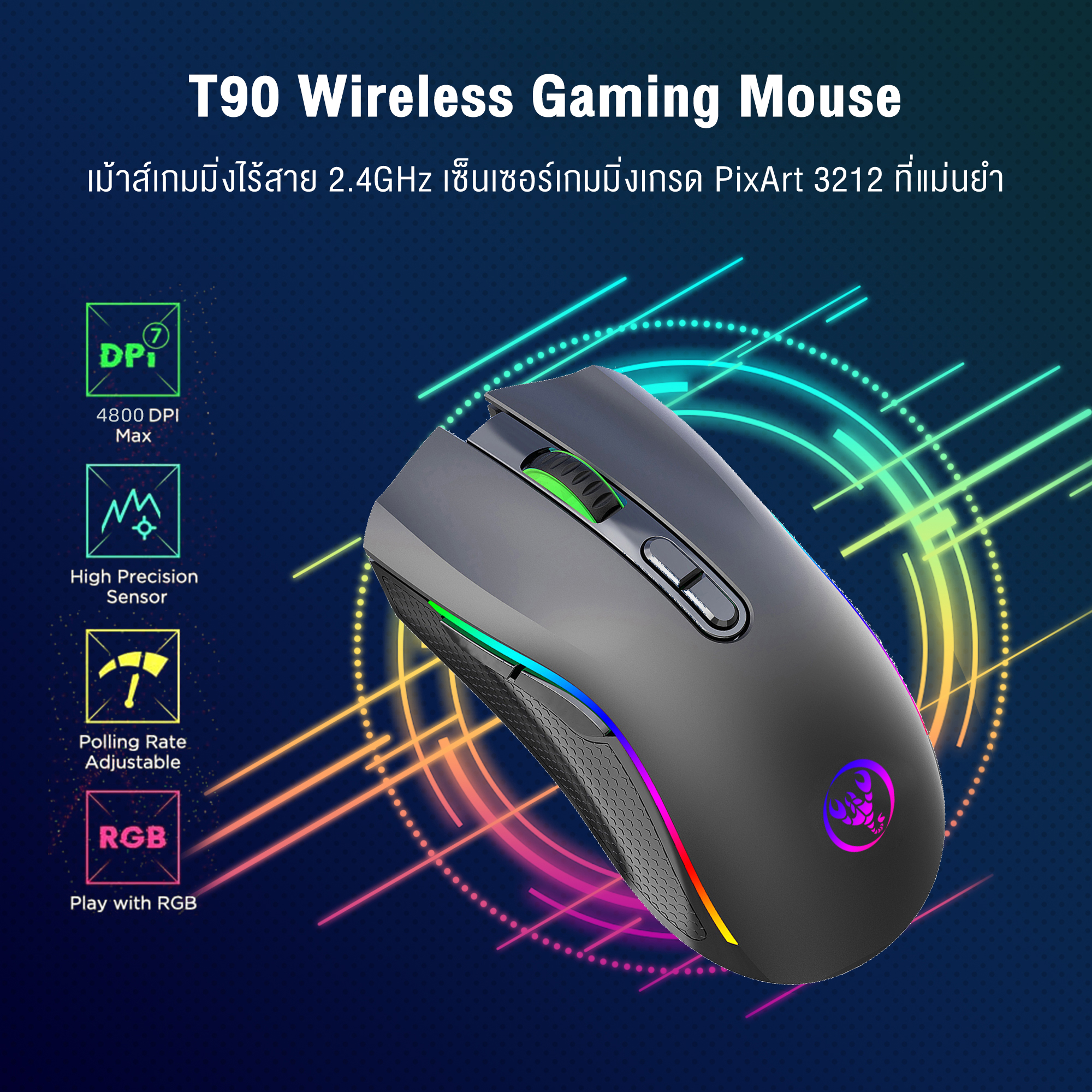 (6 months warranty) hxsj T69 wireless gaming mouse 2.4GHz wireless gaming mouse with 7 keys ...