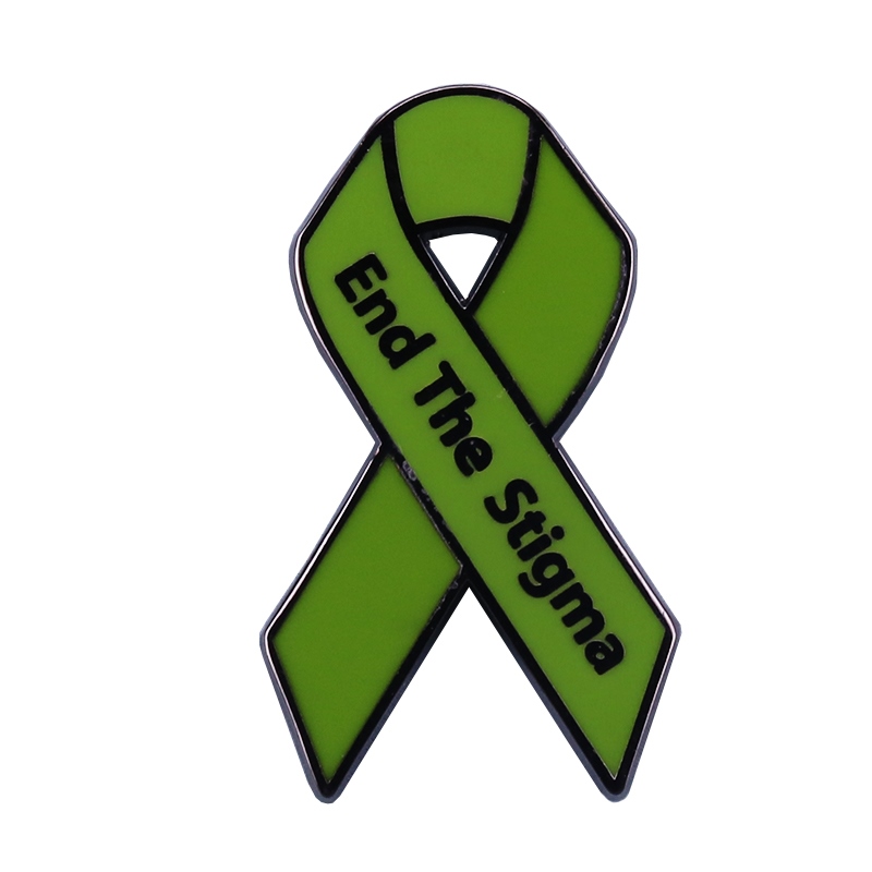 【CW】 End the Stigma green mental health awareness ribbon pin badge ...