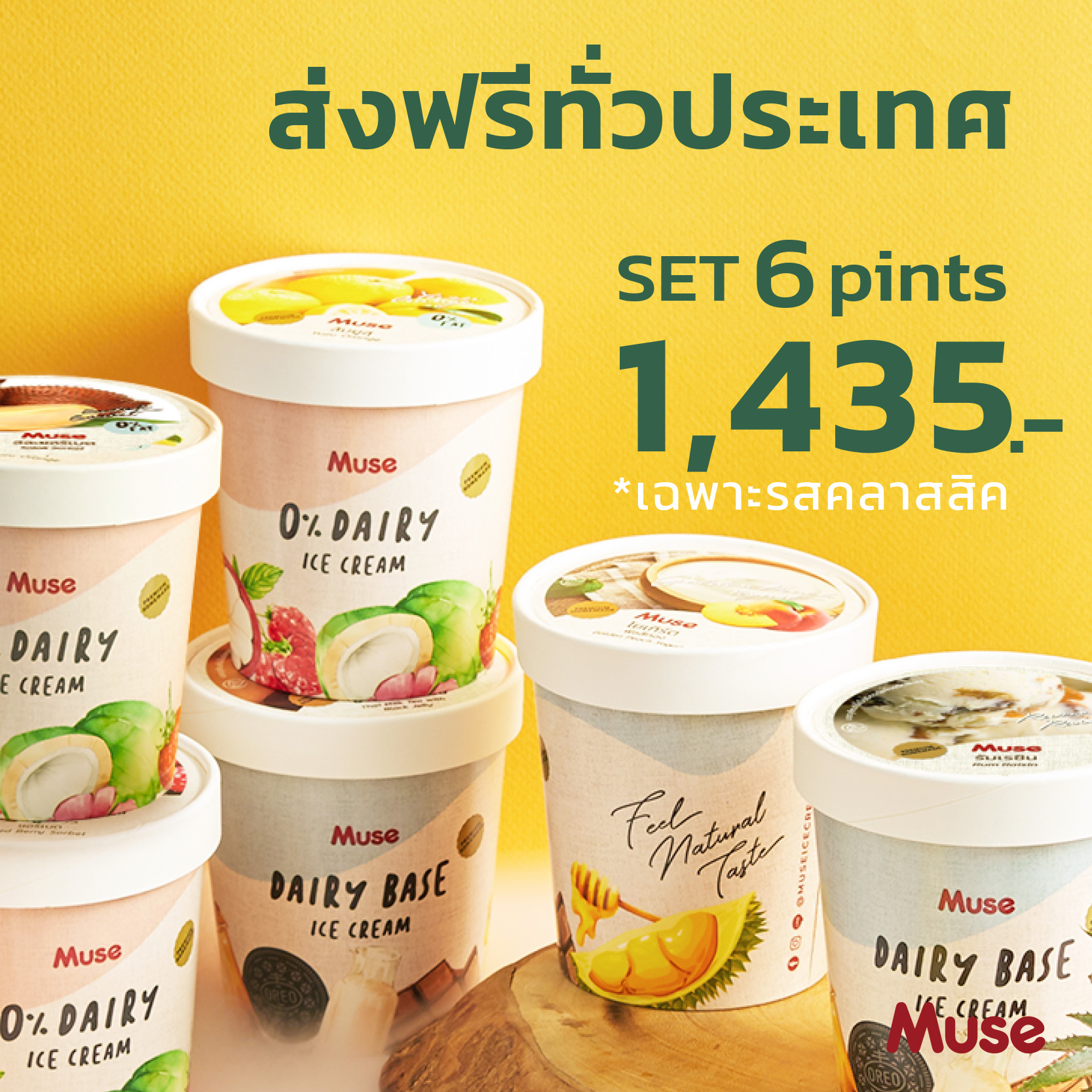 Muse icecream - Set 6 ไพน์ รสคลาสสิค ส่งฟรีทั่วประเทศ ราคา 1,435.- บาท ...