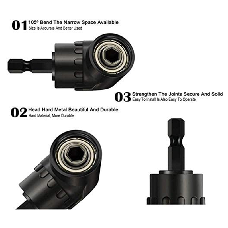 4 Pcs Power Drill Sockets Adapter Sets 360°Rotatable Hex Shank Impact ...