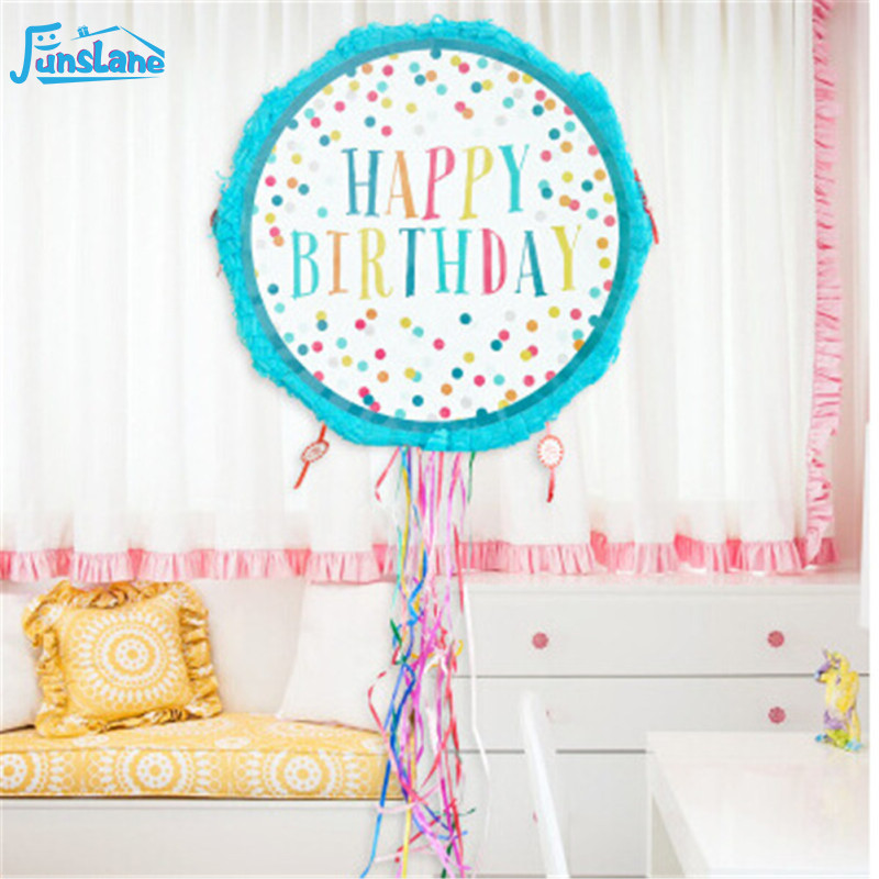 FunsLane Kids Party Game Prop Round Shape Folding Alphabet Pinata Pull ...