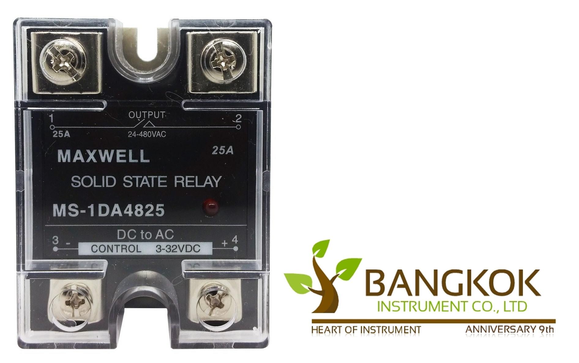 Maxwell Single phase solid state relay Model MS-1DA48100 SSR 1P 100A [In3-32vdc][Out 480vac ...