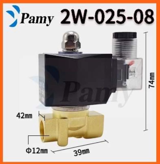 PAMY โซลินอยด์วาล์ว 24V ทองเหลือง แบบปกติปิด NC Solenoid Valve 2W-040 ...