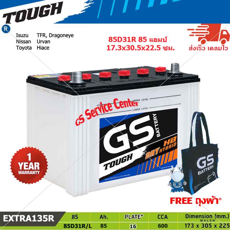 แบตเตอรี่รถยนต์ GS รุ่น EXTRA 120L - 80 แอมป์(75->80Ah) - BuzzAldrin - ThaiPick