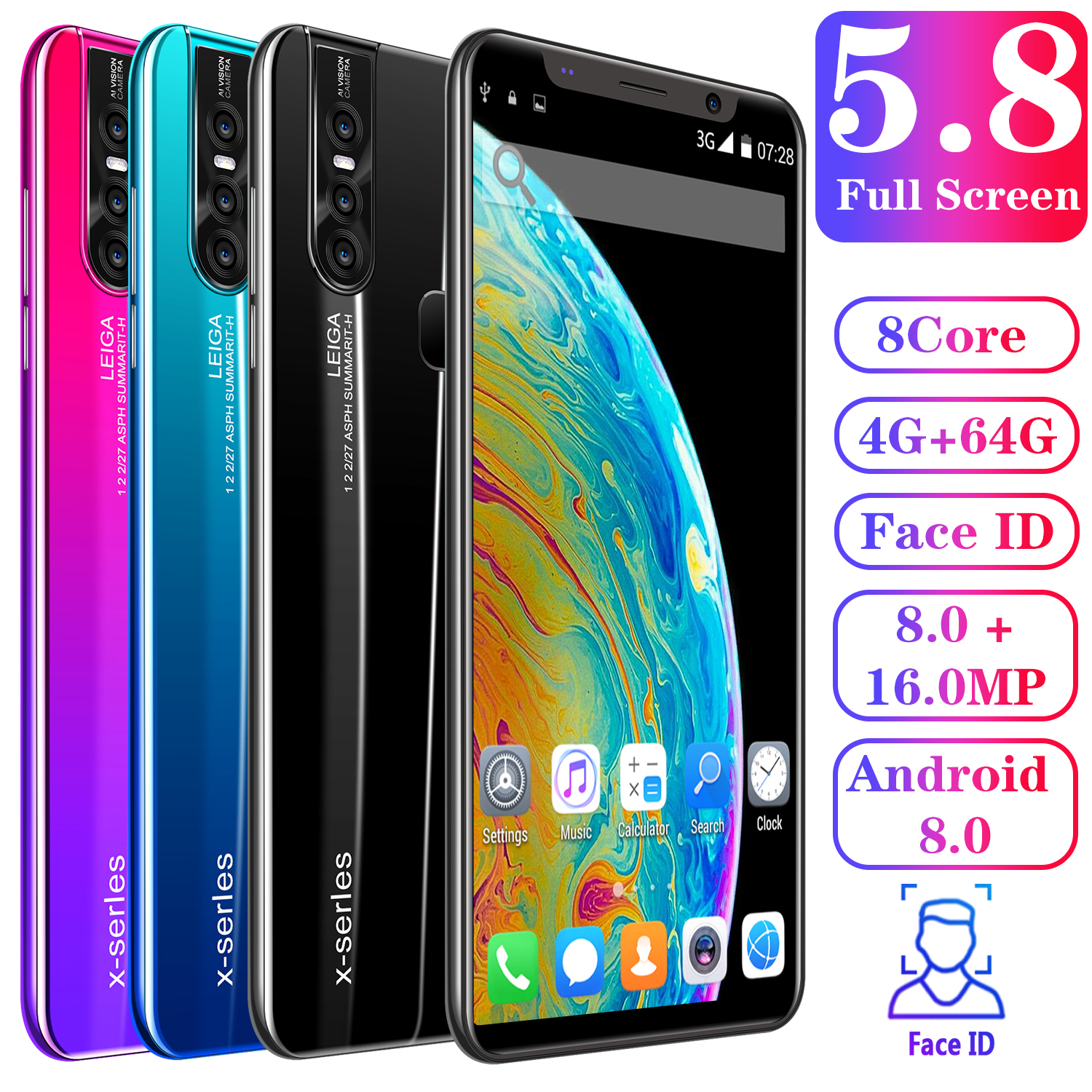 โทรศัพ เกมส์ 5.8 นิ้ว X27 Plus โทรศัพท์ราคาถูกๆ RAM4G64G สมาร์ทโฟน ...