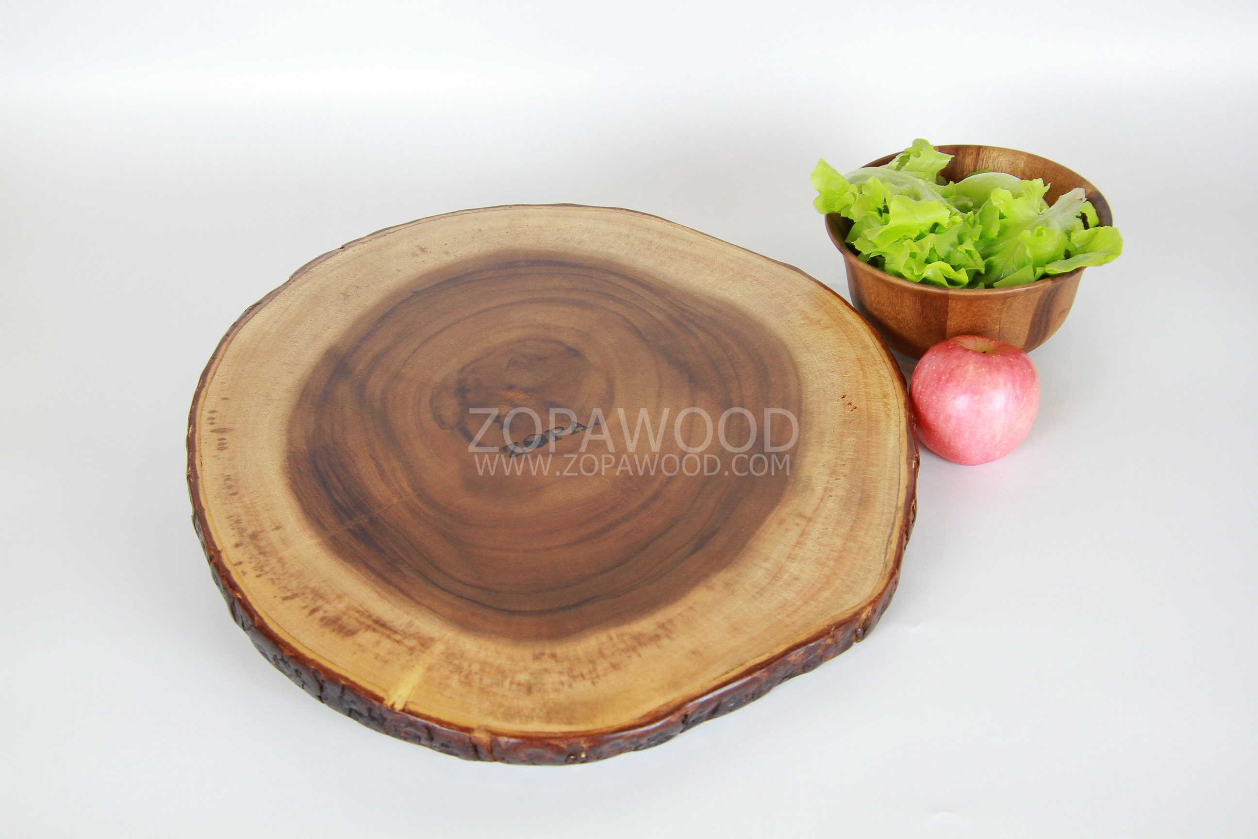 NT340-XL เขียงกลมเปลือกไม้ เขียงไม้ ธรรมชาติ ติดเปลือก (XL) Zopa Acacia ...