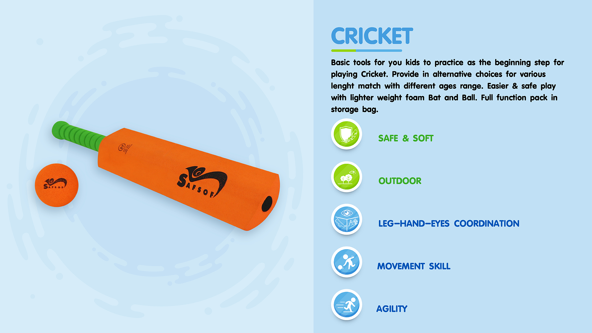Safsof ของเล่นเด็ก คริกเก็ต ยางฟองน้ำ Cricket Bat รุ่น CKS-21(P) - Noom ...