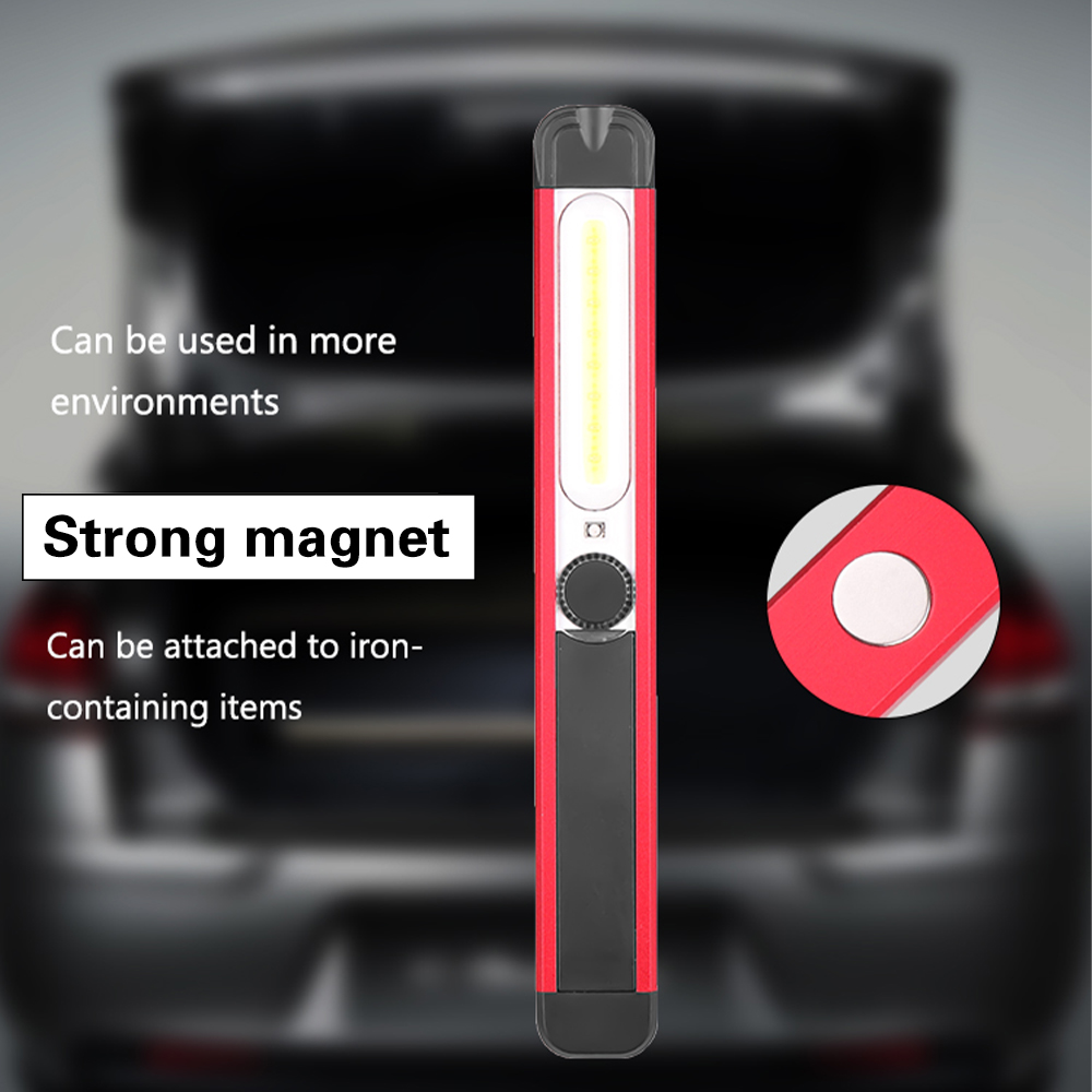 ใหม่ WL02 COB ไฟฉาย LED สีแดงโคมไฟทำงานไฟฉาย USB พร้อมด้วยแม่เหล็กซ่อม ...