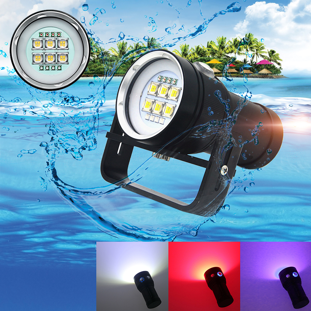 Underwater 100M 2500LM XM-L L2 Mini LED Diving Flashlight 18650 Battery ...