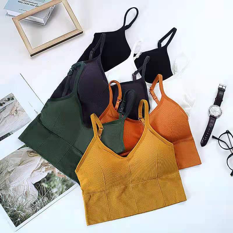 JK-Nana สปอร์ตบราตัวยาว เสื้อในไร้โครง ฟองน้ำรูปหัวใจ สายคล้องไหล่ปรับได้ ความยาว 34 ซม Sport ...