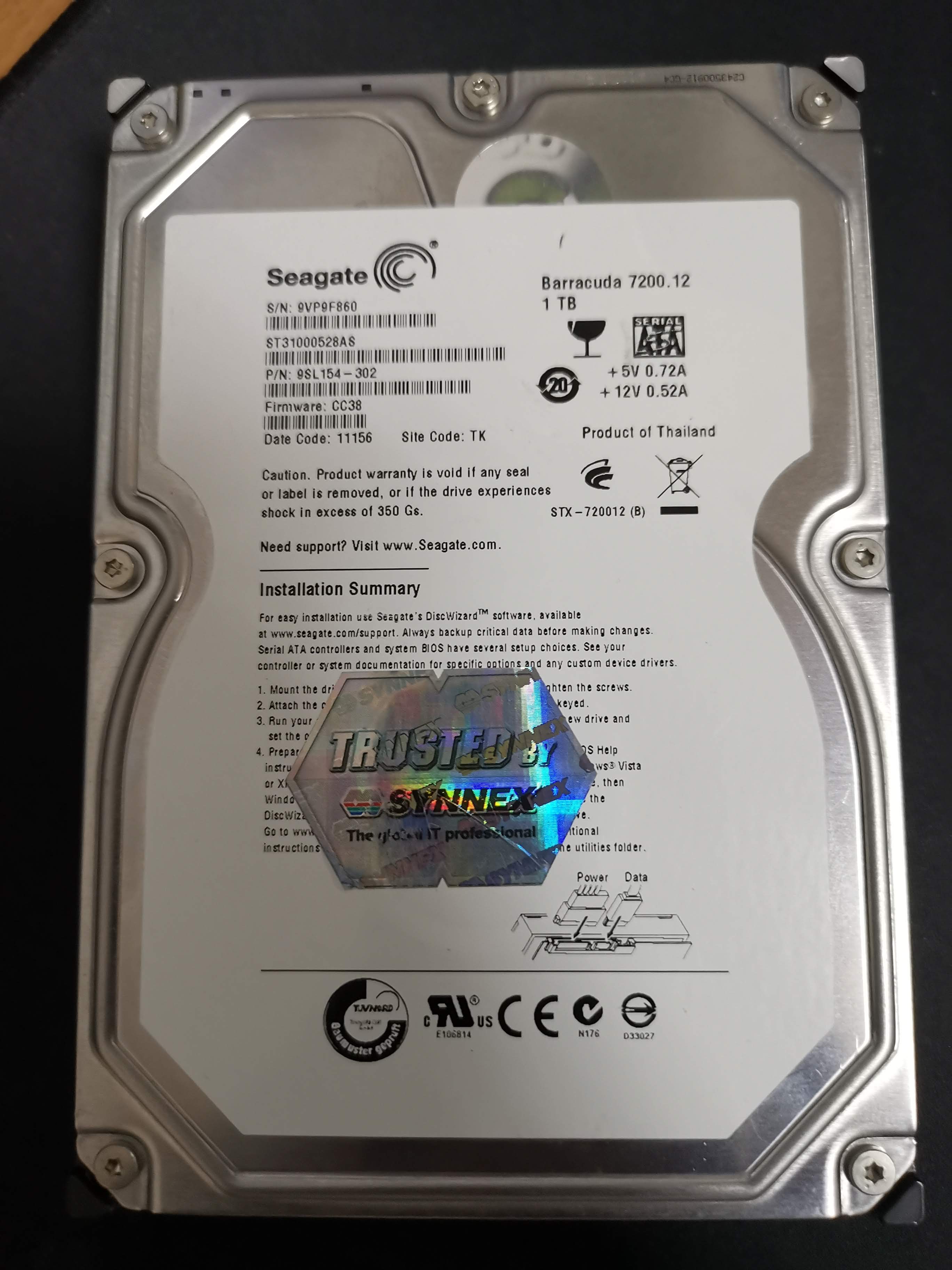 HDD PC Seagate 1TB Barracuda 7200RPM ของใหม่ !! ประกันเหลือ 1 ปีกว่าทุก ...
