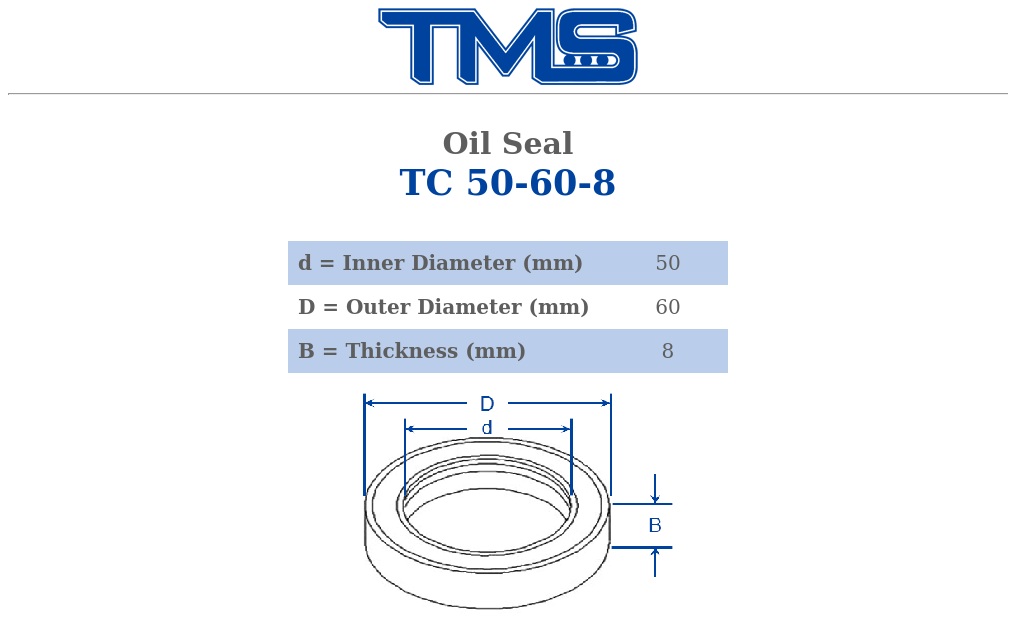 TC 50-60-8 Oil Seal | TMS | ออยซีล ซีลยาง กันฝุ่น กันน้ำมันรั่วซึม ...
