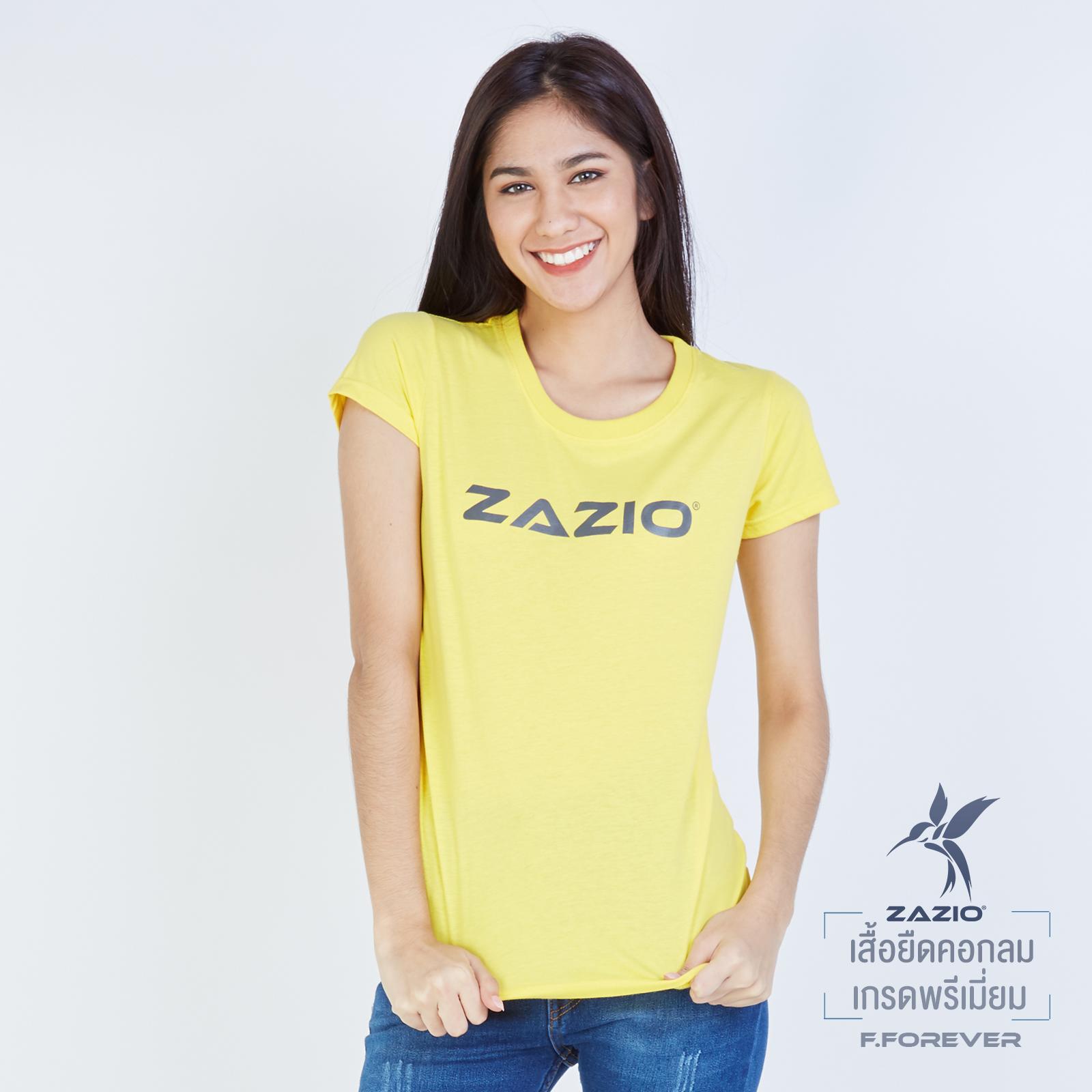 เสื้อยืดผู้หญิง : เสื้อยืดคอกลมผู้หญิง เกรดพรีเมี่ยม ZAZIO สีเทาท็อปด ...