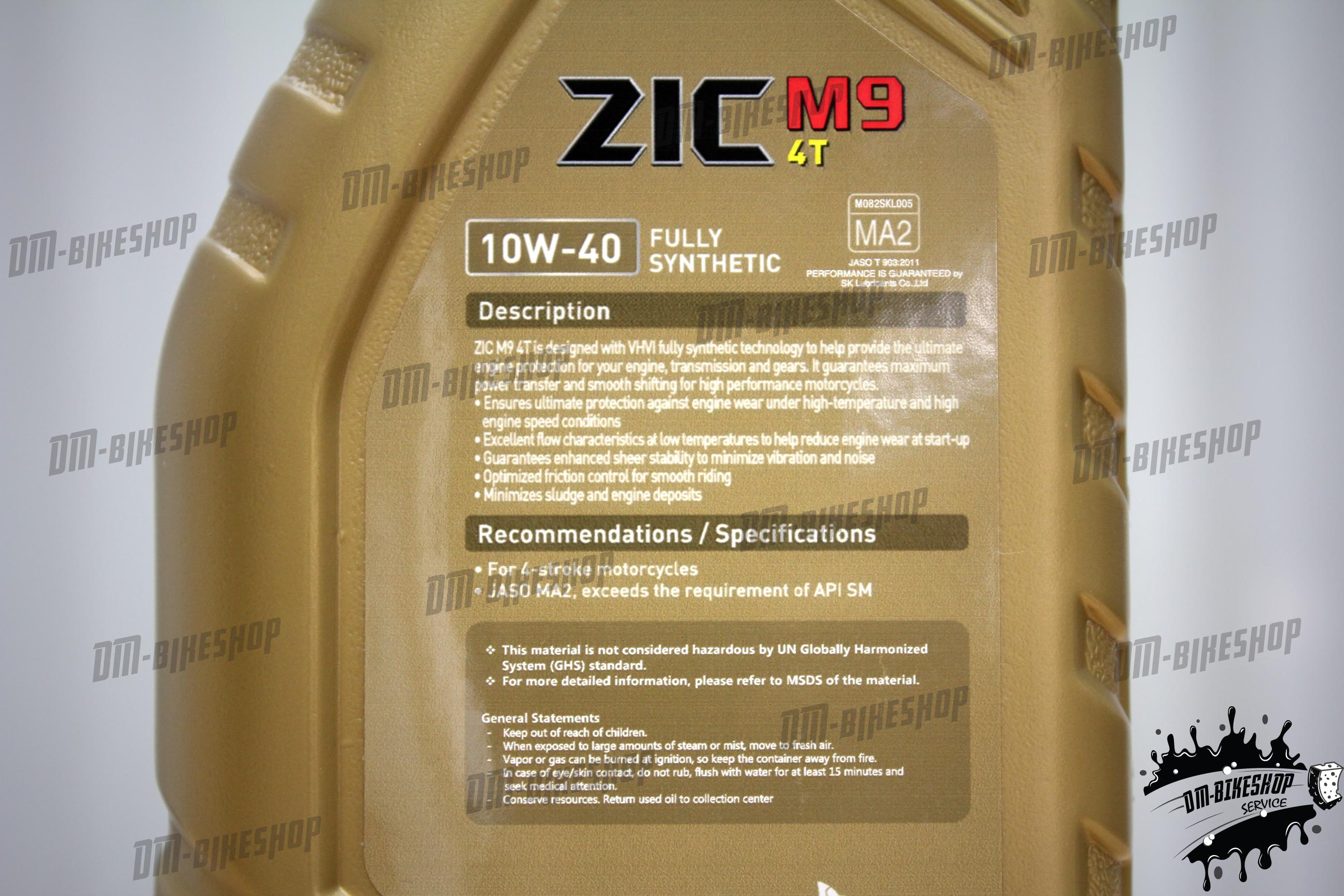 น้ำมันเครื่อง ZIC M9 10W-40 Fully Synthetic ขนาด 1 ลิตร จำนวน 1 ขวด ...